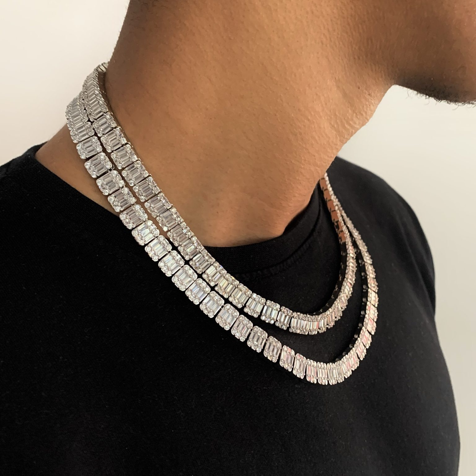 10mm Iced Out Baguette Chain in White Gold – Jewlz Express