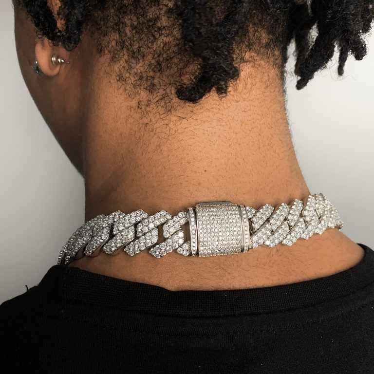 19mm Iced Out Prong Chain in White Gold – Jewlz Express