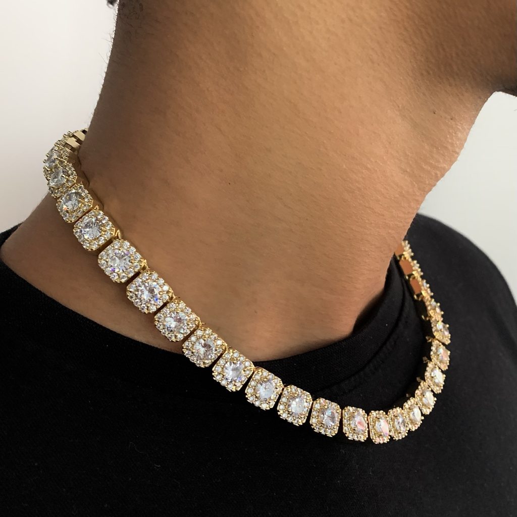 10mm Iced Out Solitaire Tennis Chain in Gold – Jewlz Express
